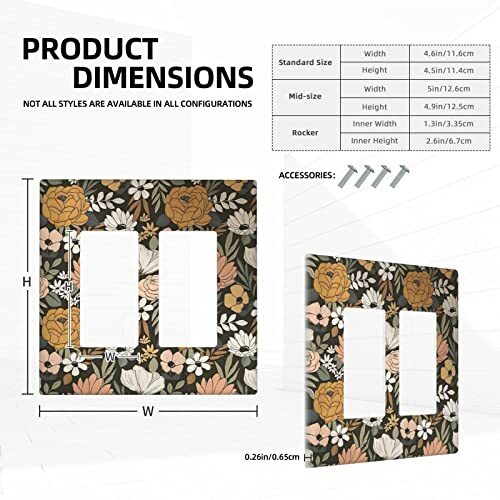 Vintage Green Leaves White Floral Double Rocker Light Switch Cover ...