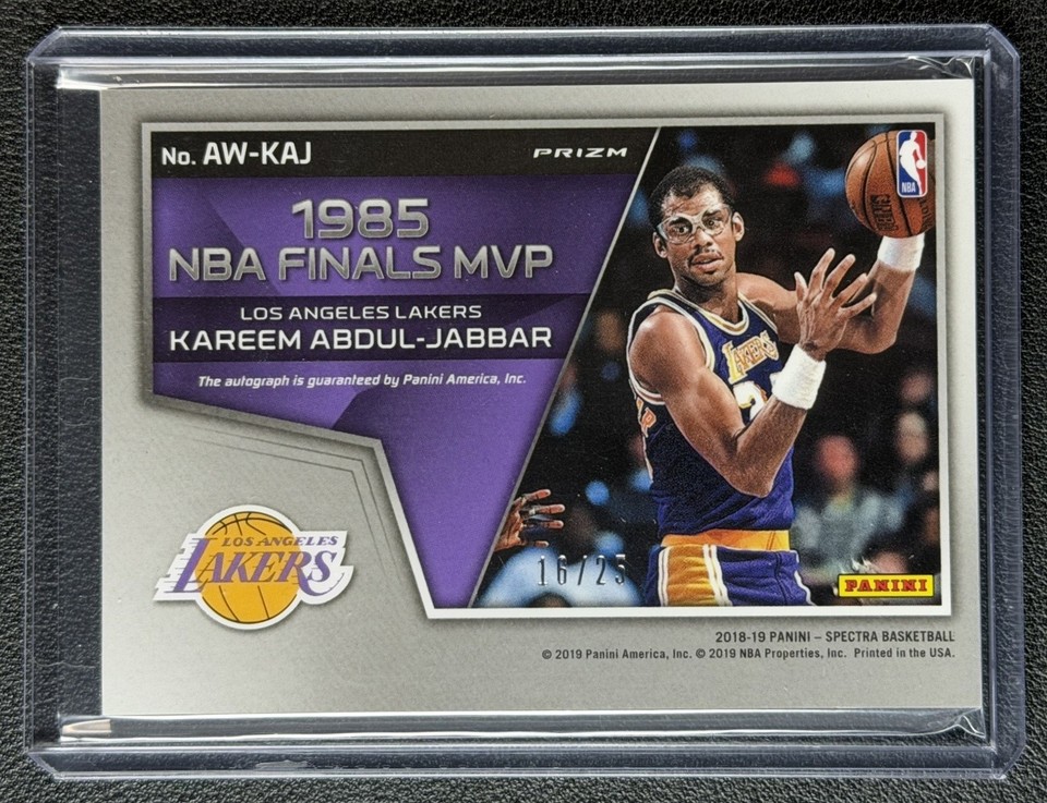 KAREEM ABDUL-JABBAR 2018-19 PANINI SPECTRA #AW-KAJ AWARD WINNING AUTO 16/25 | eBay
