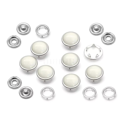 20 Sets 12Mm Pearl Snaps Fasteners Pearl-Like Prong Snap Button For ...