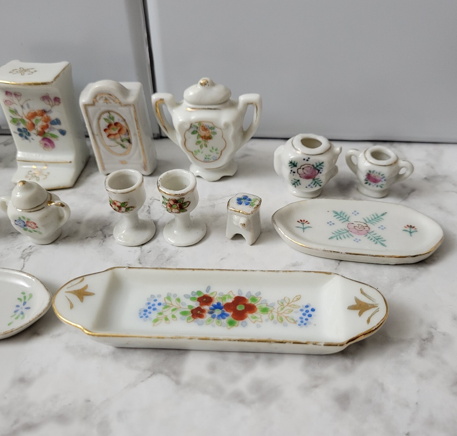 Vintage Mini Tea Sets Occupied Japan 17 PCS Tiny Porcelain Dishes | eBay