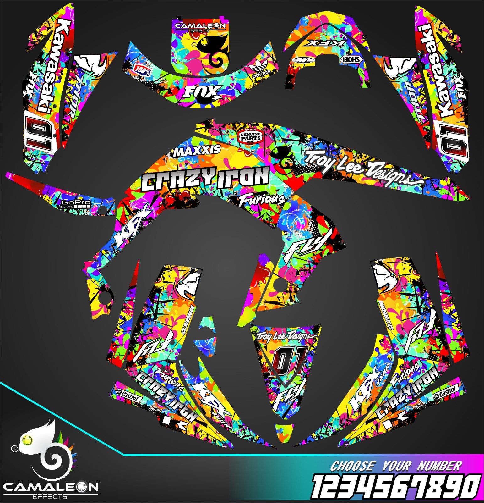 Kawasaki KFX 450 450R graphics kit 2008 2009 2010 to 2014 decals ...