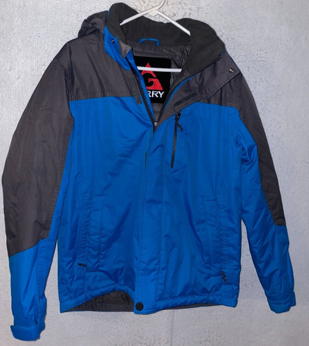 Gerry Blue Gray Mens Full Zipped Pockets Removable Hood Winter Ski ...