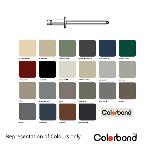 COLORBOND Dome Pop Rivets Painted (dia 1/8th - 3.2mm x 8.6mm long) | eBay