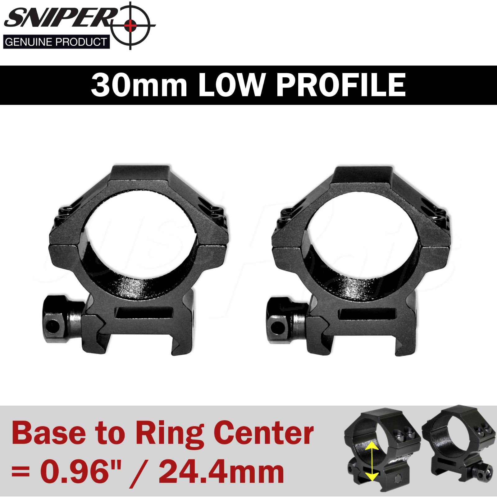 LOW Profile, 30mm Rifle Scope Rings for Picatinny 21mm wide Top Rail ...