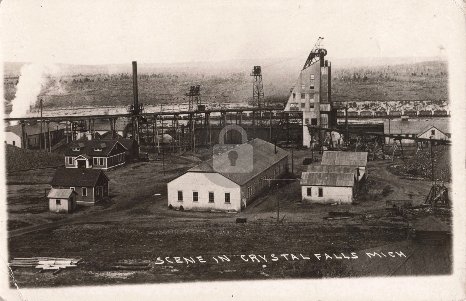 Bird's-Eye View Scene In Crystal Falls MI Michigan 1922 RPPC Photo ...