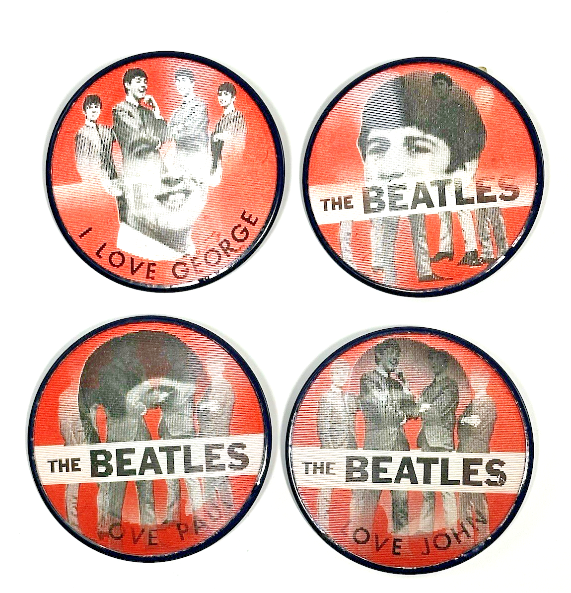 Original The Beatles Set of Four Vari-Vue Flasher Pin Back Buttons | eBay