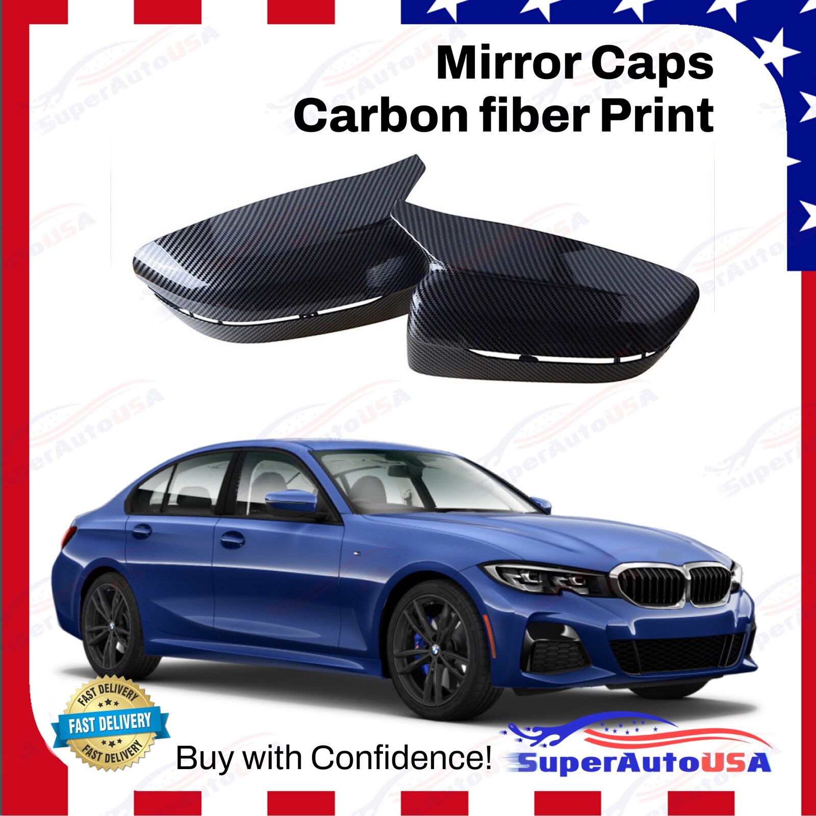 FOR 17-22 BMW G30 G20 G22 G11 G12 M STYLE CARBON STYLE SIDE MIRROR ...