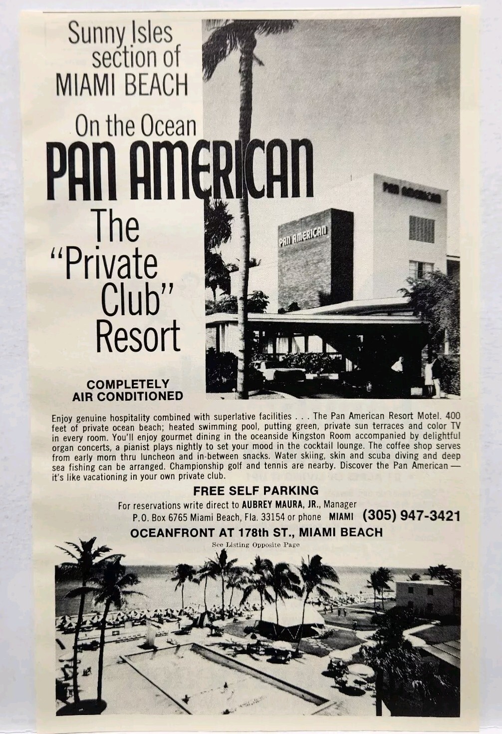 1972 Pan American Miami Beach Sunny Isles Florida Print Ad Man Cave ...