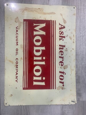 Vintage rare metal Mobil oil sign | eBay