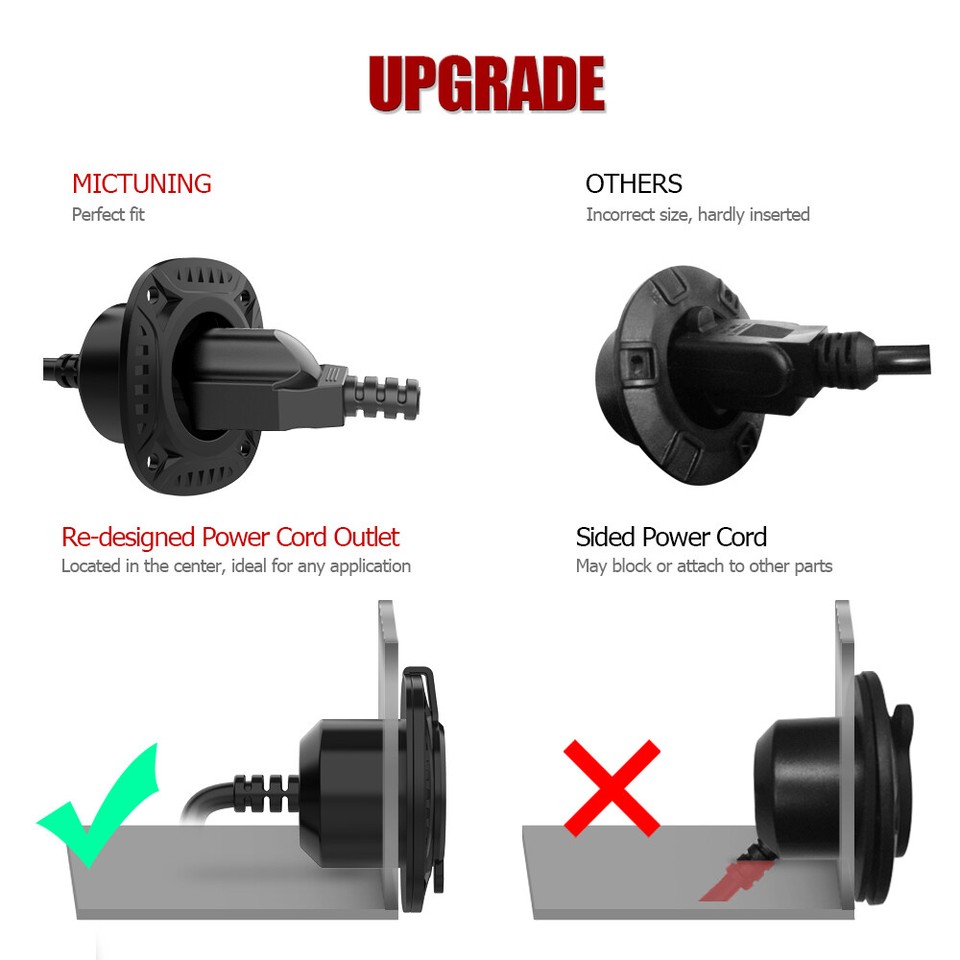 Waterproof 13Amp AC Inlet Plug Port 125v 16" Integrated Extension Cable ...