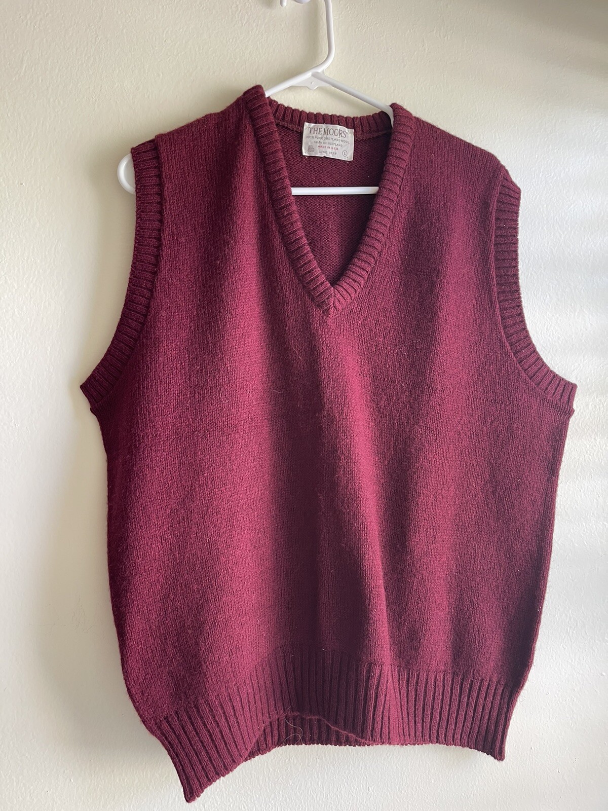 THE MOORS LORD JEFF 100% Shetland Wool Mens Large Red… - Gem