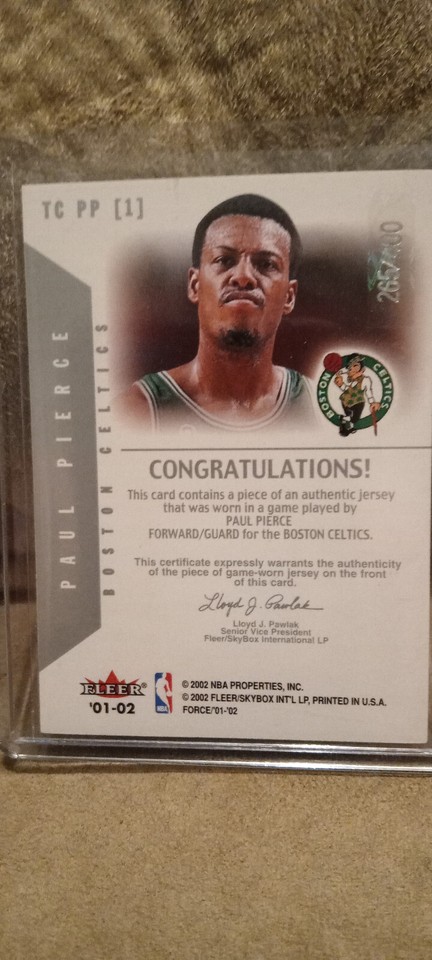 2001-02 Fleer True Colors Boston Celtics GWJ #TC PP (1) Paul Pierce 265 ...