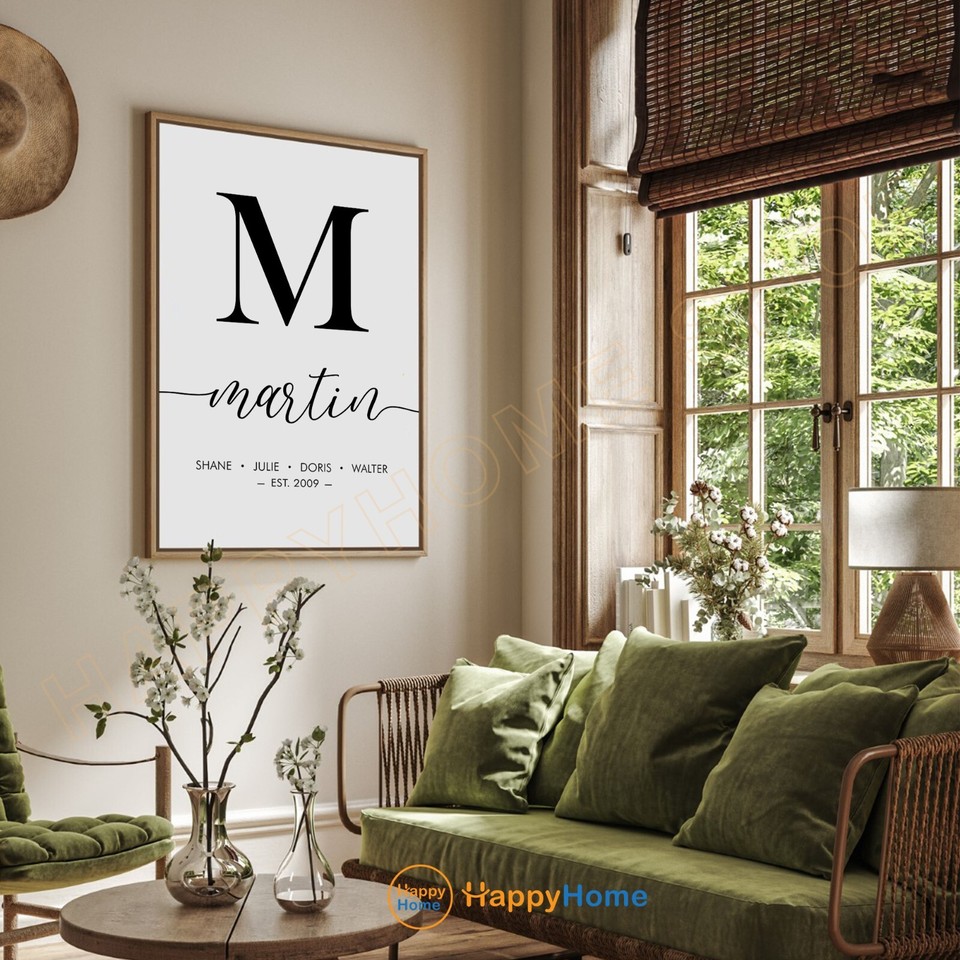 Personalized Family Name Sign Custom Established Monogram Print Room ...