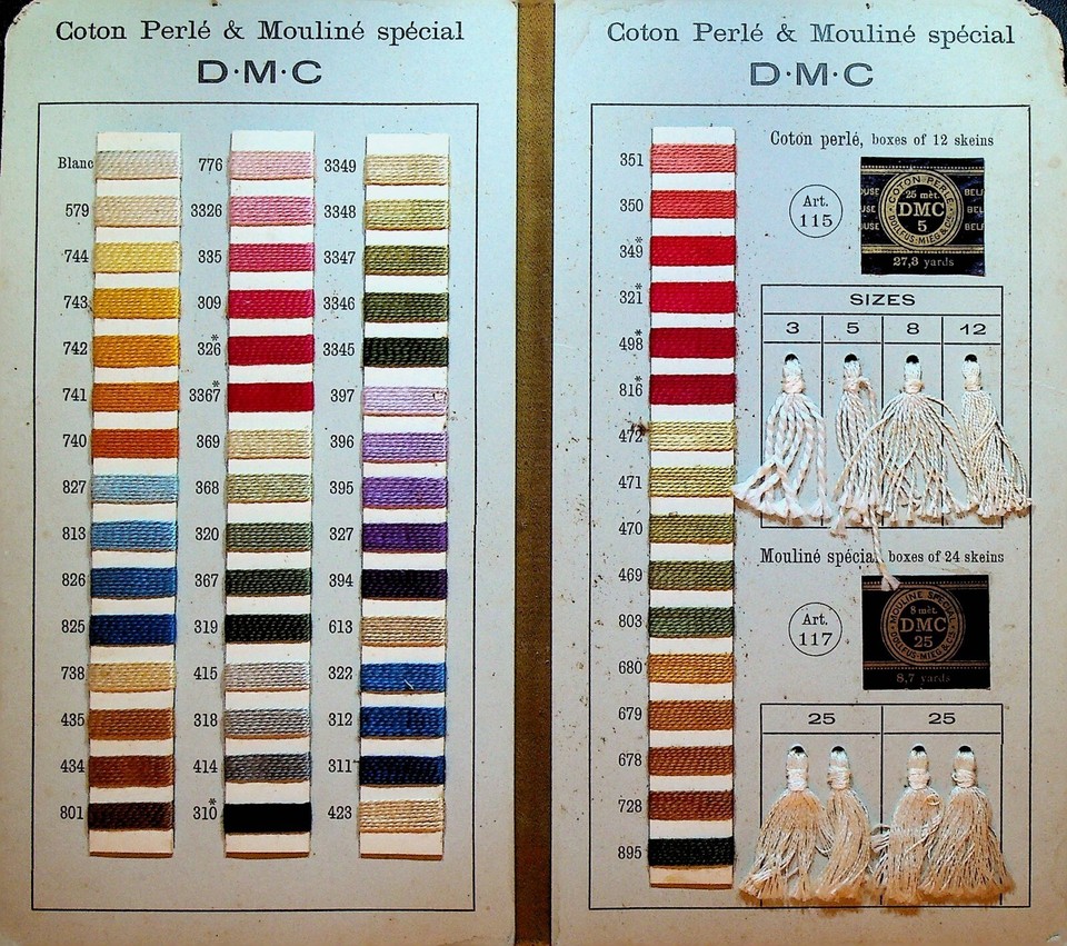 Frederick Herrschner Shade Card Coton Perle & Mouline Special DMC 1910s ...