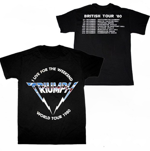 Vtg Triumph Band I Live For Weekend World Tour T-Shirt Black 2 Sides S ...