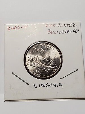 2000-P Virginia Quarter ERROR Broadstruck Beautiful Circulated Coin ...