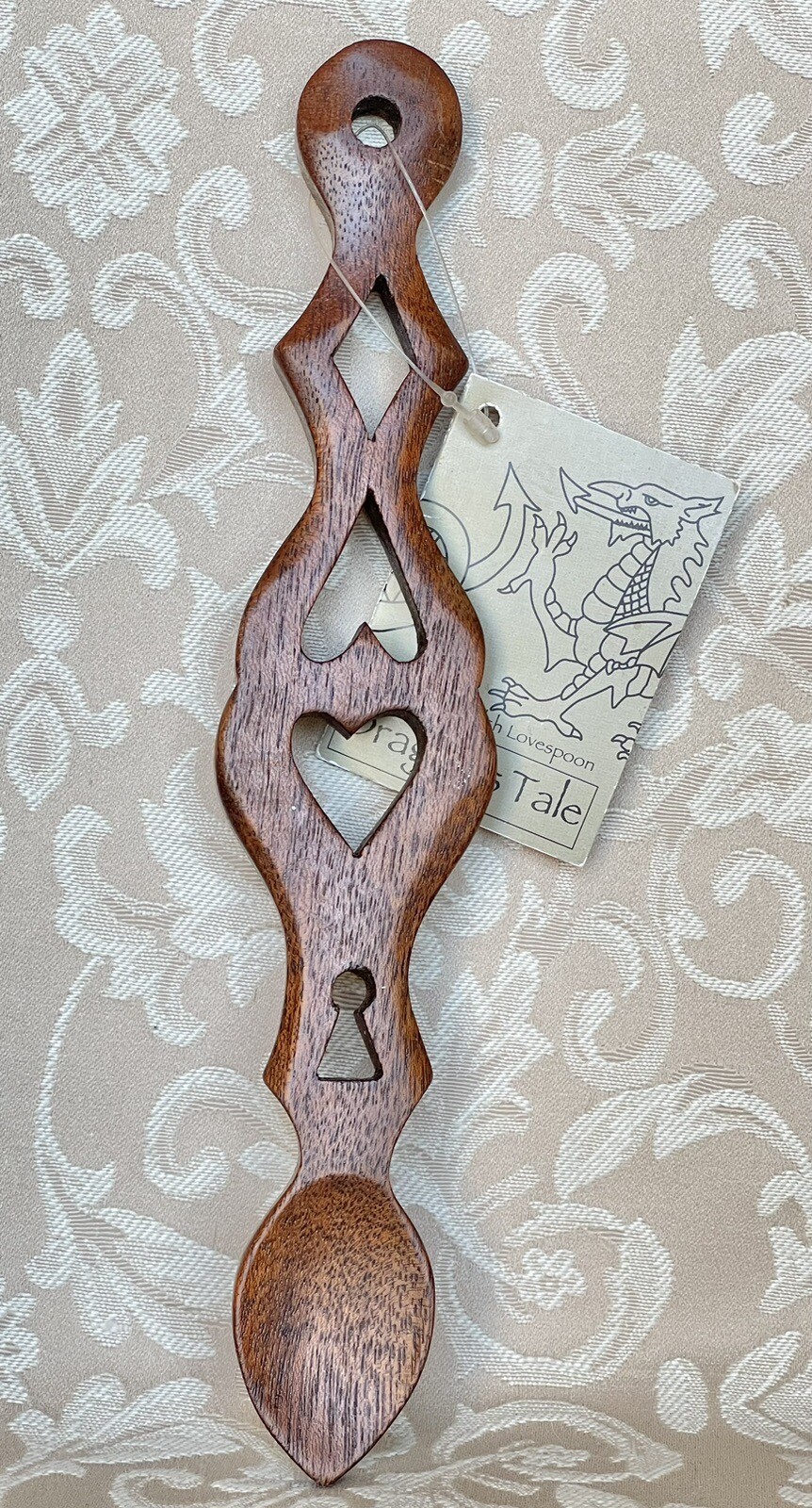 Welsh Dragon’s Tale Hand Carved Wood Love Spoon Wales Paul Curtis With ...