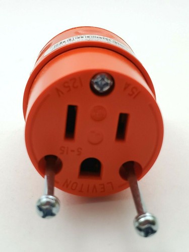 Leviton R51--515CV-OR Orange 15 Amp 125V 3 Wire Female Connector 5-15R ...
