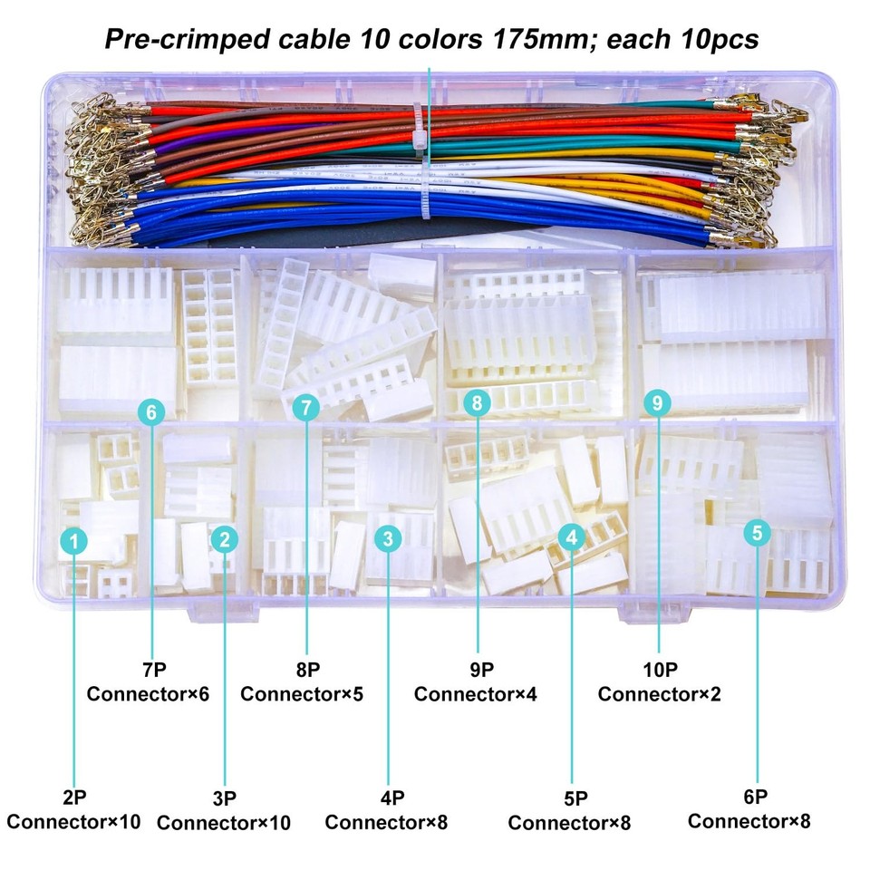 JST Molex Cable Connector Kit Compatible with Molex KK 5.08mm Housing ...