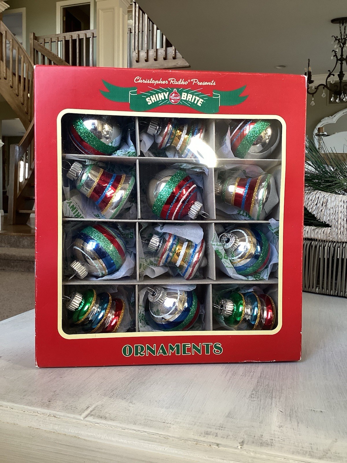Christopher Radko Shiny Brite Glass Christmas Ornaments Set Of 12! | eBay