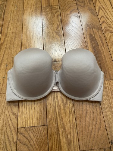 Victoria's Secret Beige Gray Silver Lined Strapless Balconette Bra Size ...