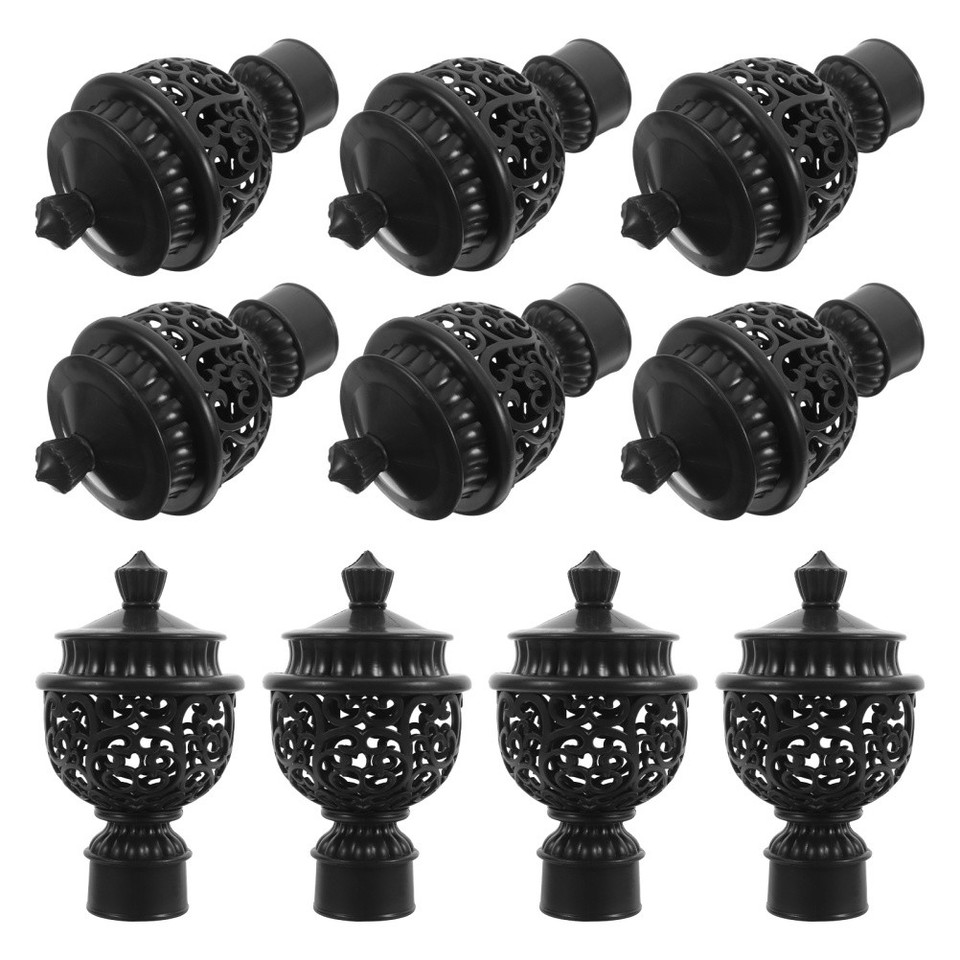 12pcs Roman Curtain Rod Fittings Plastic Drapery Rail Finials ...