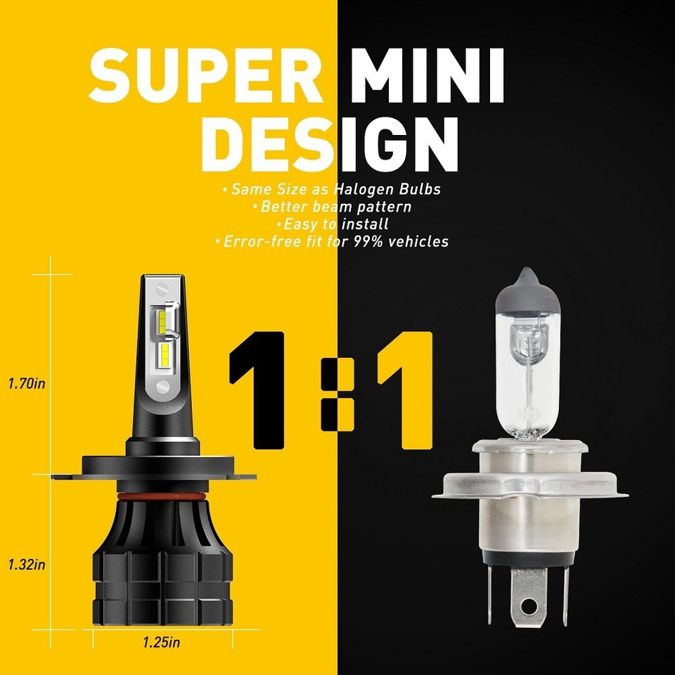 AUXITO H4 LED Headlight Bulbs Bright White 360?? Lighting High Low Dual ...