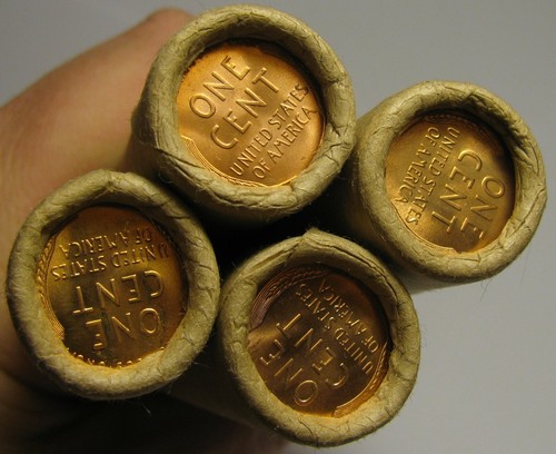 4 ROLLS OBW TAILS/TAILS LINCOLN WHEAT CENT OLD BANK WRAP BU ...