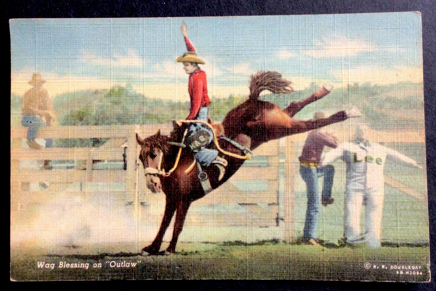 Wag Blessing on bucking horse Outlaw western rodeo postcard | eBay