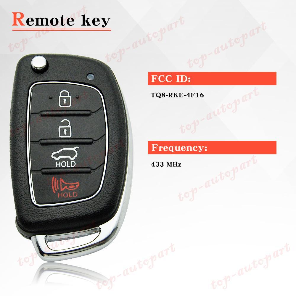 FOR 2014 2015 2016-2018 HYUNDAI SONATA REMOTE FLIP KEY FOB 4 BUTTON TQ8 ...