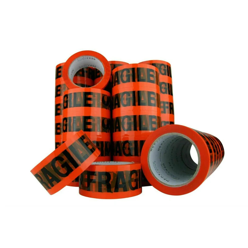 48mm x 66m FRAGILE Tape Orange Black Packing Tape Adhesive Bulk Buy ...