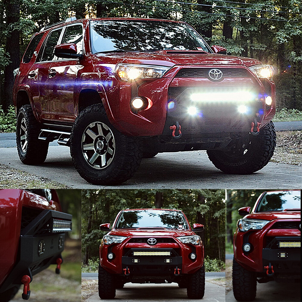 Vijay For 2010-2021 Toyota 4Runner Steel Front Bumper W/Winch Plate+LED ...