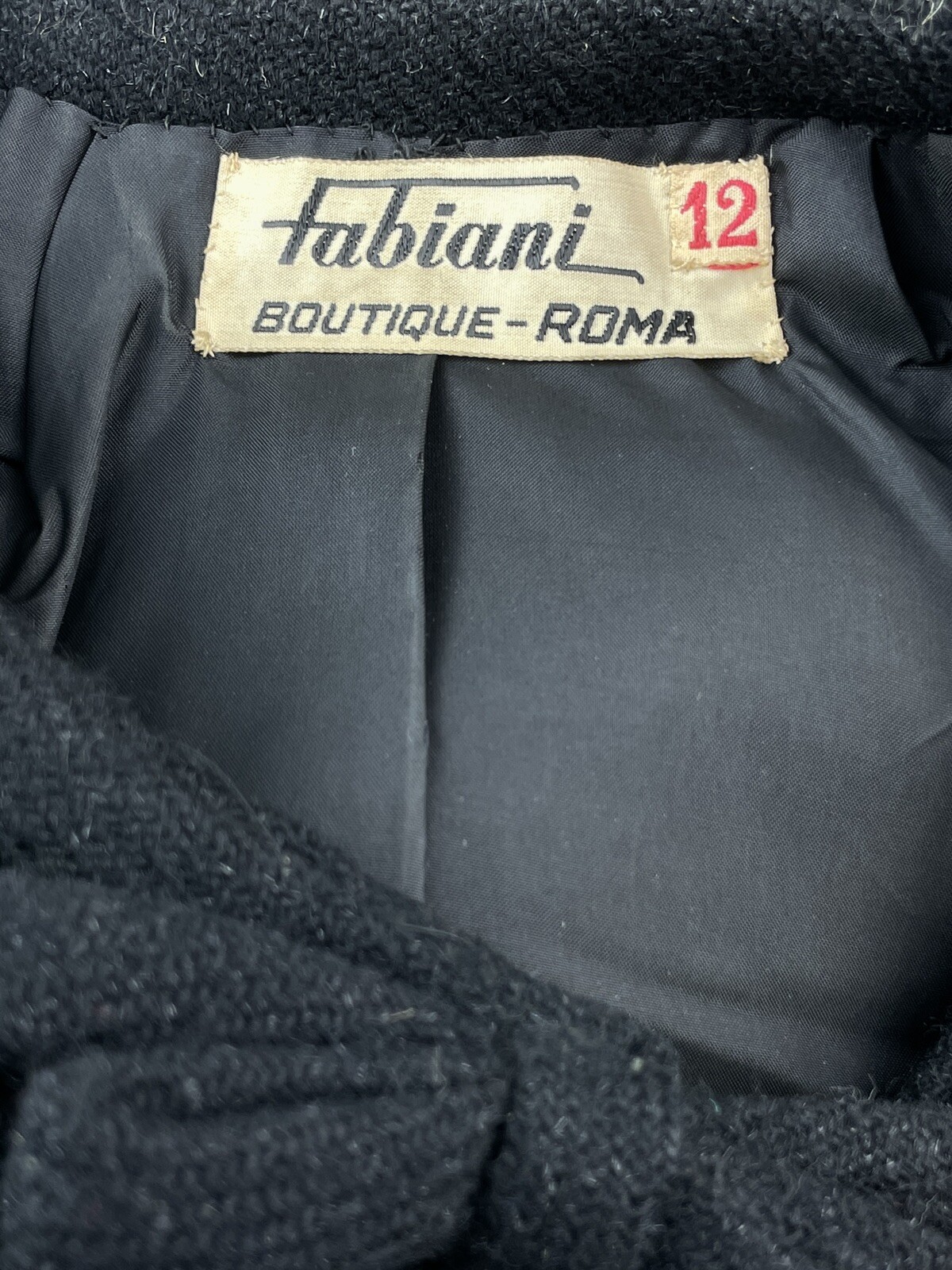 Alberto Fabiani Vintage 1950s Italian Couture Black Wool Ornate Cropped ...