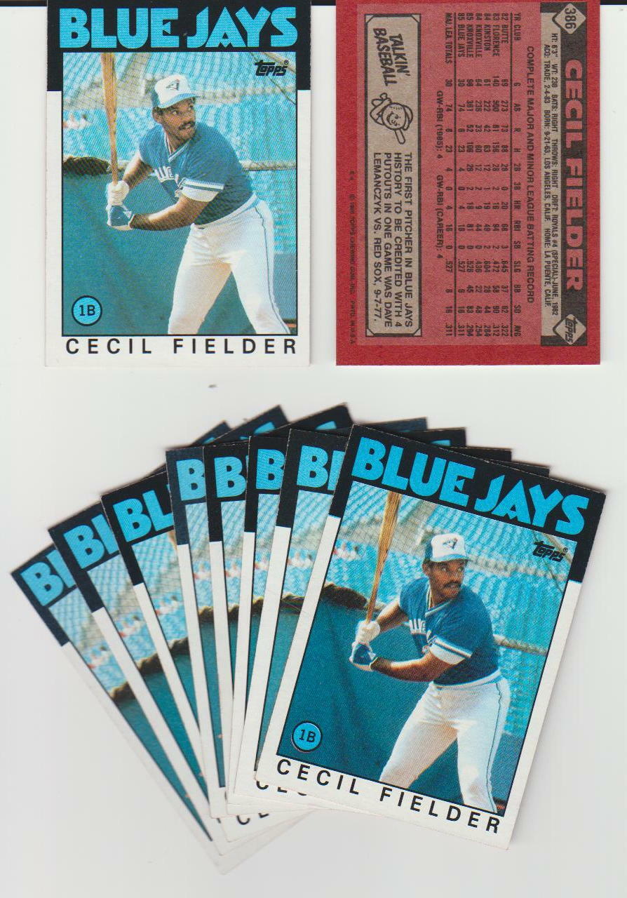Cecil Fielder RC rookie card, 1986 Topps #386, Toronto Blue Jays ...