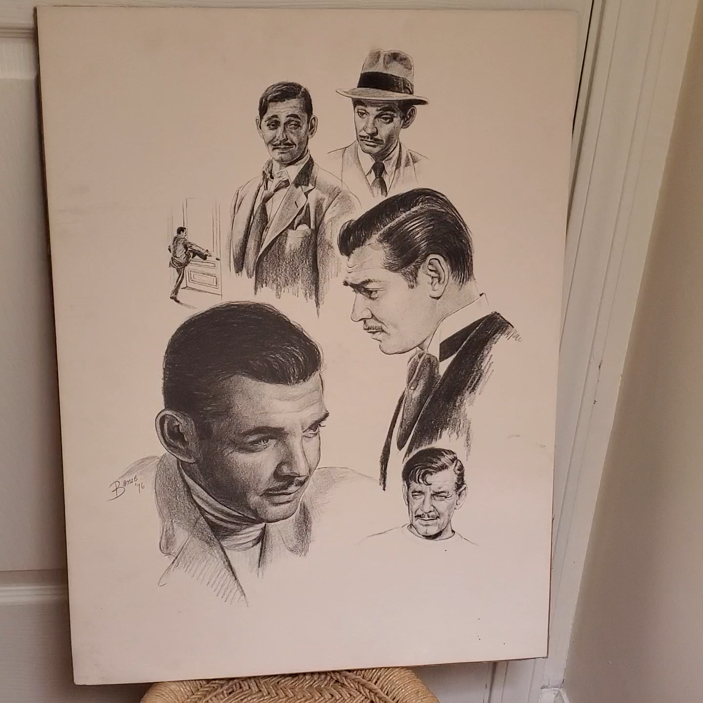 Clark Gable Charcoal Lithograph By Glen Banse 1976 Art Print 24 X 18 | eBay