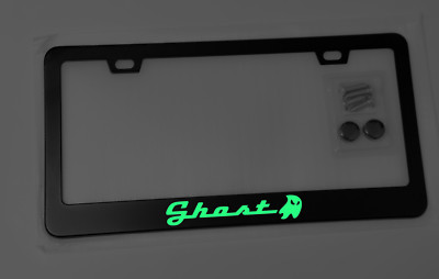 Glowing Ghost License Plate Frame Premium Black Metal with Screws and ...