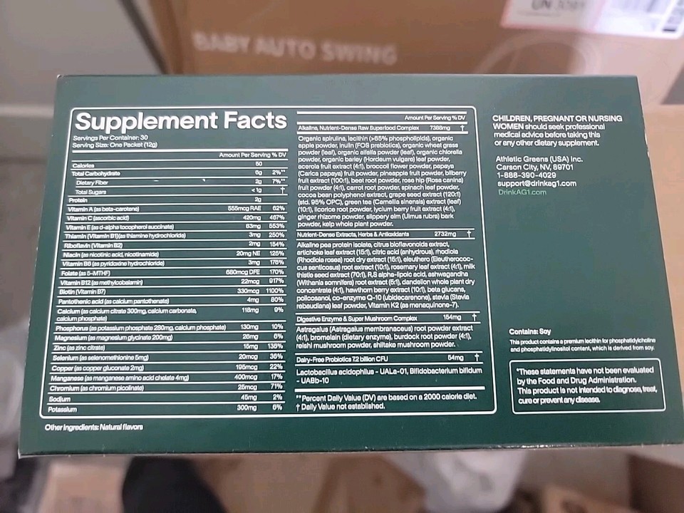 AG1 Comprehensive Convenient Daily Nutrition 30 - 12g Packets Athletic ...