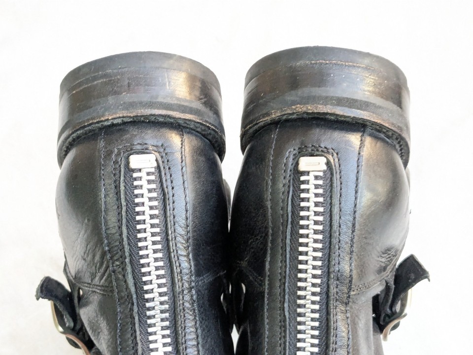 Frye Engineer Boots Black Leather Men 8.5 D Buckle Rubber Mexico Zipper ...