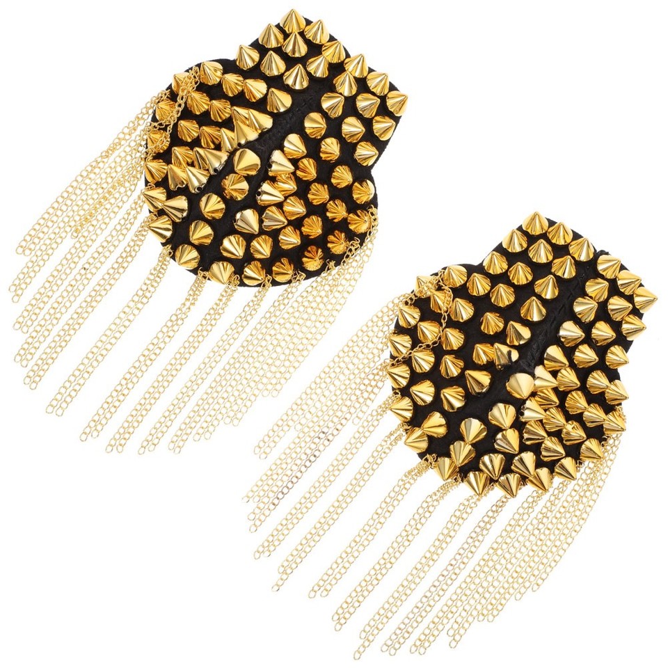 Pair of Rivet Tassel Chain Epaulet Shoulder Boards Badge (Gold) | eBay ...