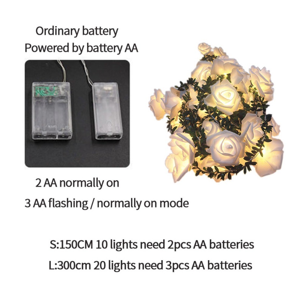 Rattan Wedding Green Leaf Rose Flower Led Lamp String Fairy String ...