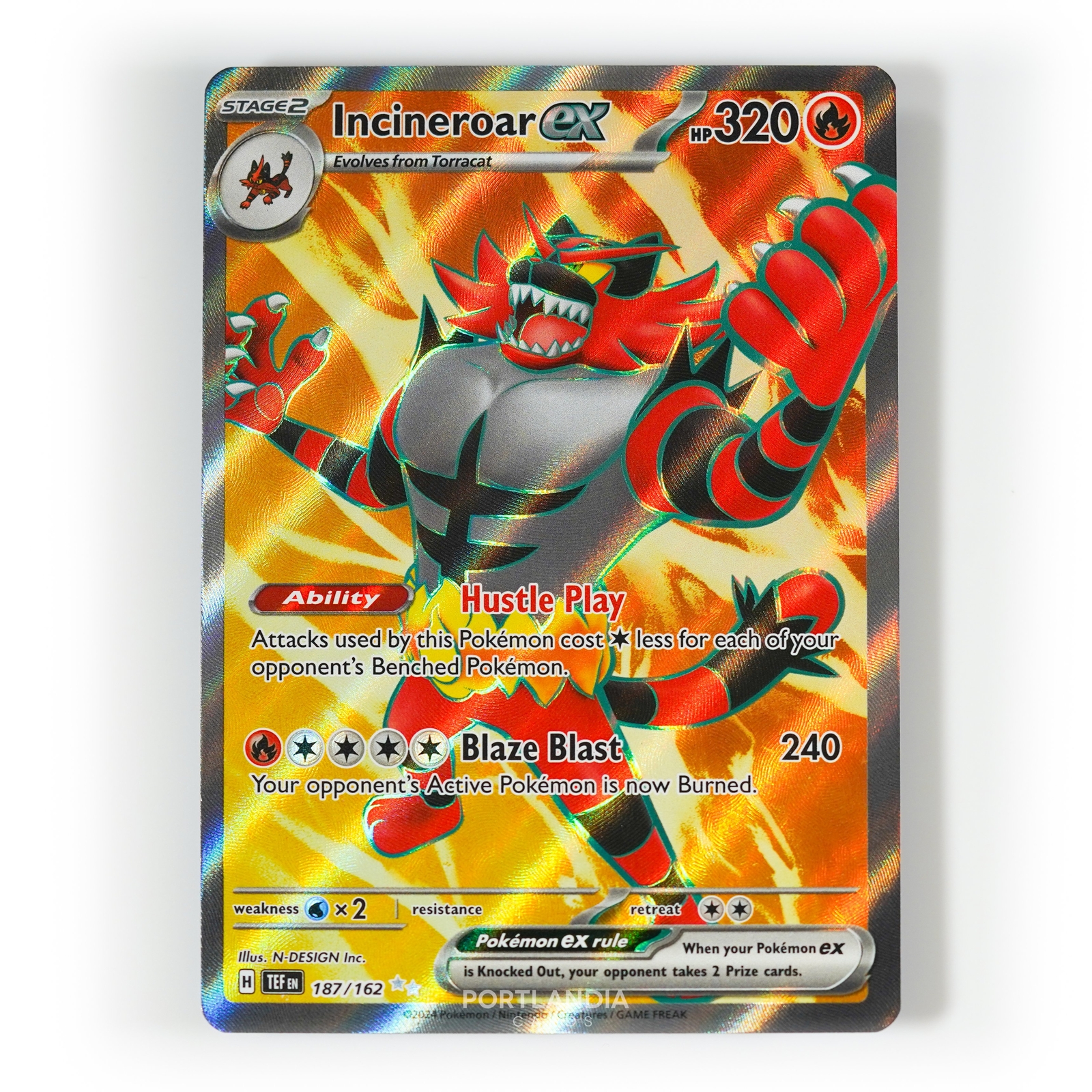 Pokemon - Incineroar ex - 187/162 - SV Temporal Forces - Full Art Card ...