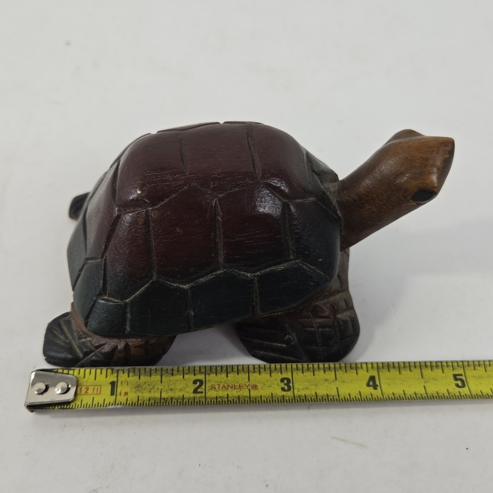 Hand Carved Wood Sea Turtle Folk Art Shelf Sitter 5x3x2.5" NICE | eBay