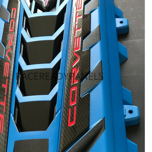 2020/24 CORVETTE C8 ENGINE COVER RAPID BLUE CARBON FIBER RAILS NEW OEM ...