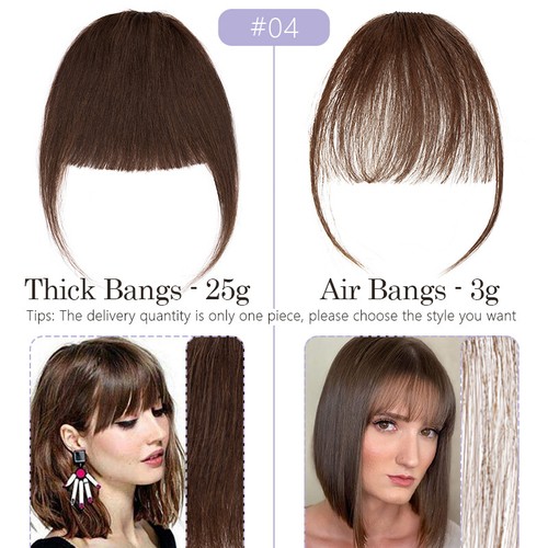 Clip in Bangs 100% Real Remy Human Hair Extensions Thick/Air Fringe ...
