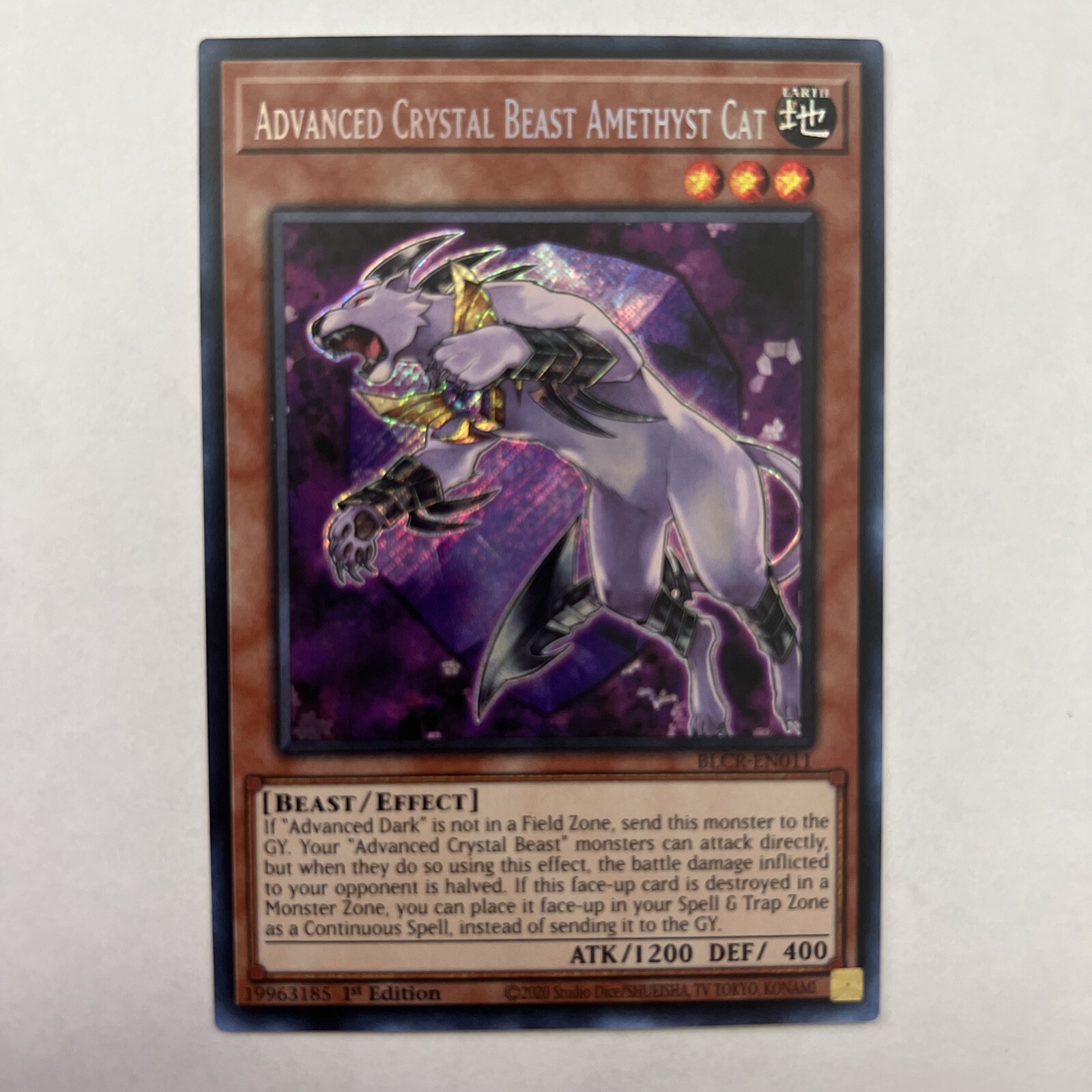 Yugioh x1 Advanced Crystal Beast Amethyst Cat BLCR-EN011 Secret Rare ...