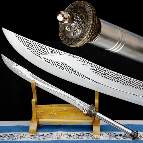 Oxtail Knife Stainless Steel Sharp Blade Chinese Battle Broadsword ...