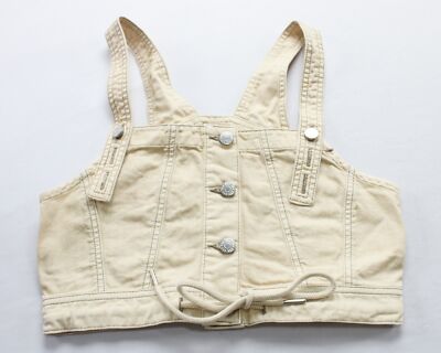 BDG Women's Solid Cropped Denim Overall Tank Top EJ1 Beige Medium NWT ...