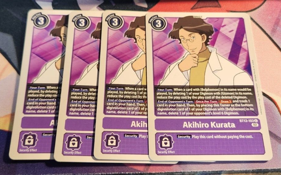 x4 Digimon Versus Royal Knights AKIHIRO KURATA BT13-103 Purple Uncommon Tamer | eBay