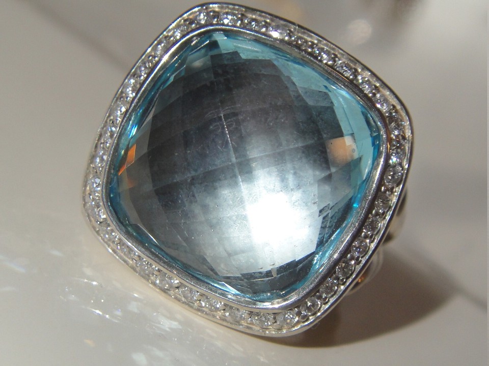 $2250 DAVID YURMAN LARGE ALBION BLUE TOPAZ DIAMOND ICE RING. | eBay