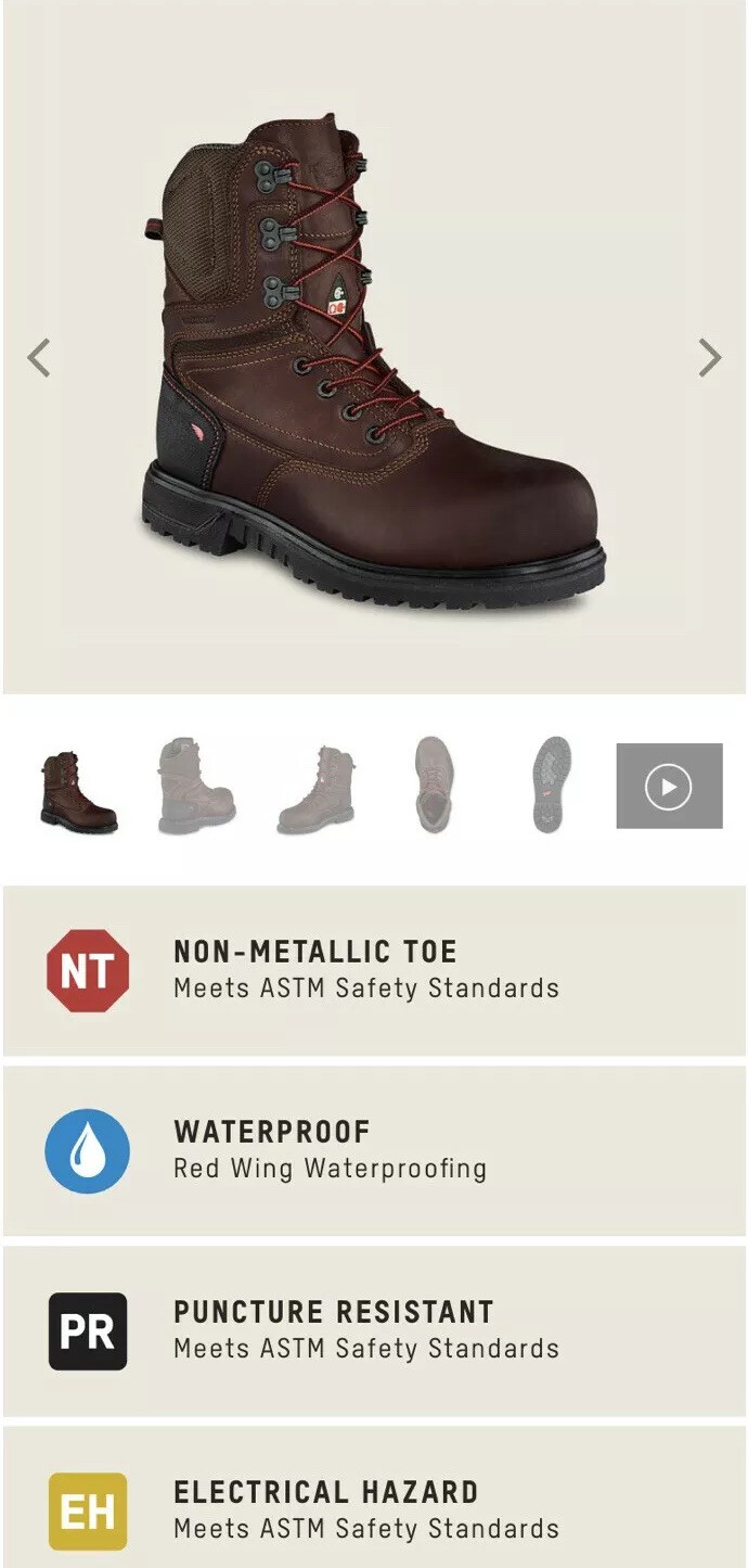 Red Wing 2212 Safety BOOTS Steel Toe Made in USA Size 9 B for sale ...